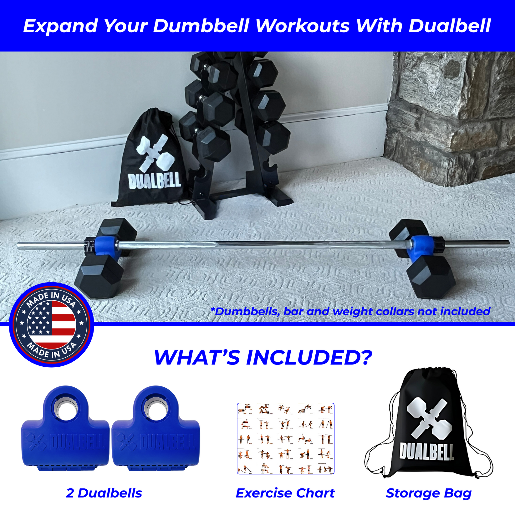 Dualbell Pair | Dumbbell Connector for Home Gym Barbell
