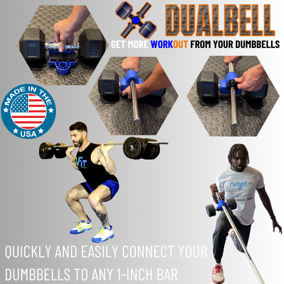 Dualbell Pair - Adjustable Dumbbells to Barbell Connectors & Converters