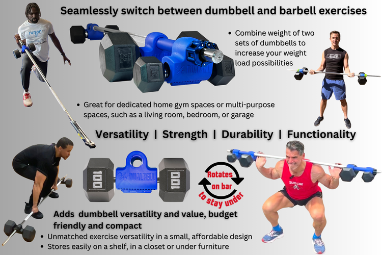 Dualbell Dumbbell to Bar Adapter Home Gym Connect Dumbbells to Barbell