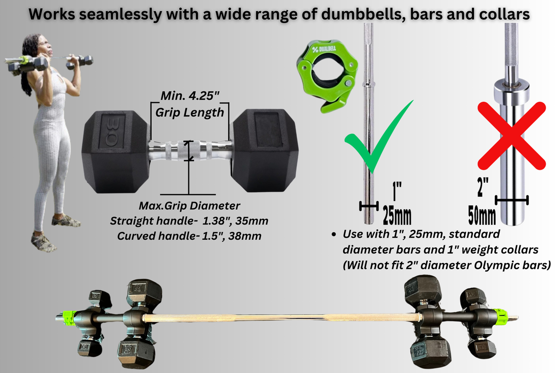 Dualbell Dumbbell to Bar Adapter Home Gym Connect Dumbbells to Barbell