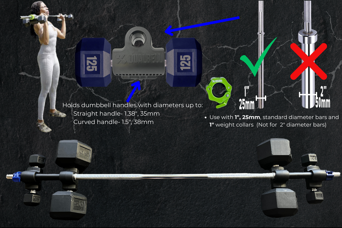 Multipurpose Dualbell Dumbbell to Bar Adapter Home Gym Connect Dumbbel