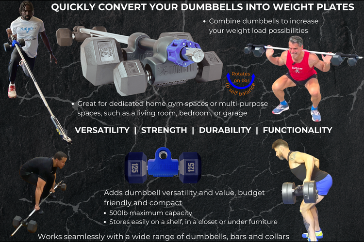 Dualbell Dumbbell to Bar Adapter Home Gym Connect Dumbbells to Barbell