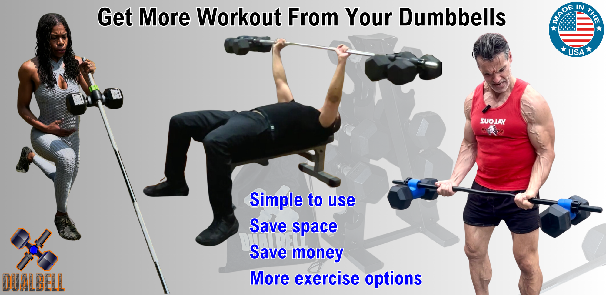 Dualbell Dumbbell to Bar Adapter Home Gym Connect Dumbbells to Barbell