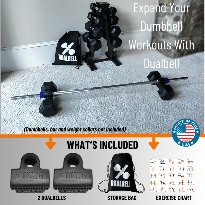 Dualbell Pair - Adjustable Dumbbells to Barbell Connectors & Converters
